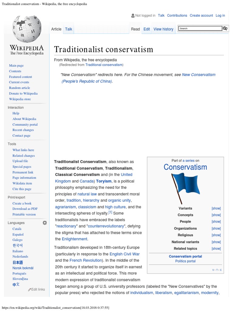 Traditionalist Conservatism - Wikipedia, The Free Encyclopedia ...