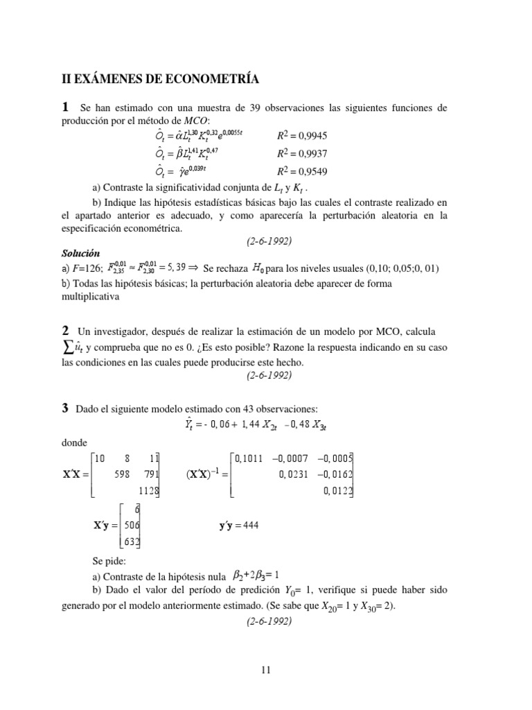 Ejercicios Econometria | PDF | Econometría | Estimador
