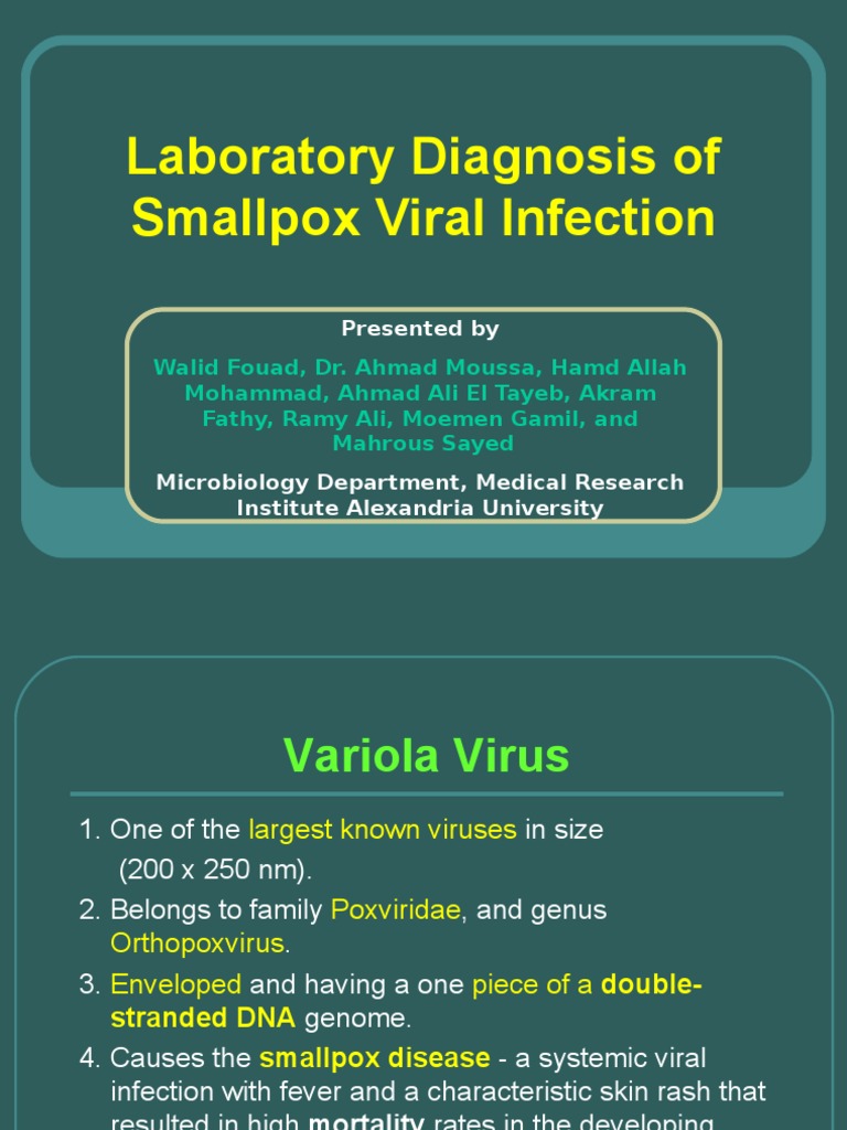 Smallpox Laboratory Diagnosis Methods | PDF | Smallpox | Elisa
