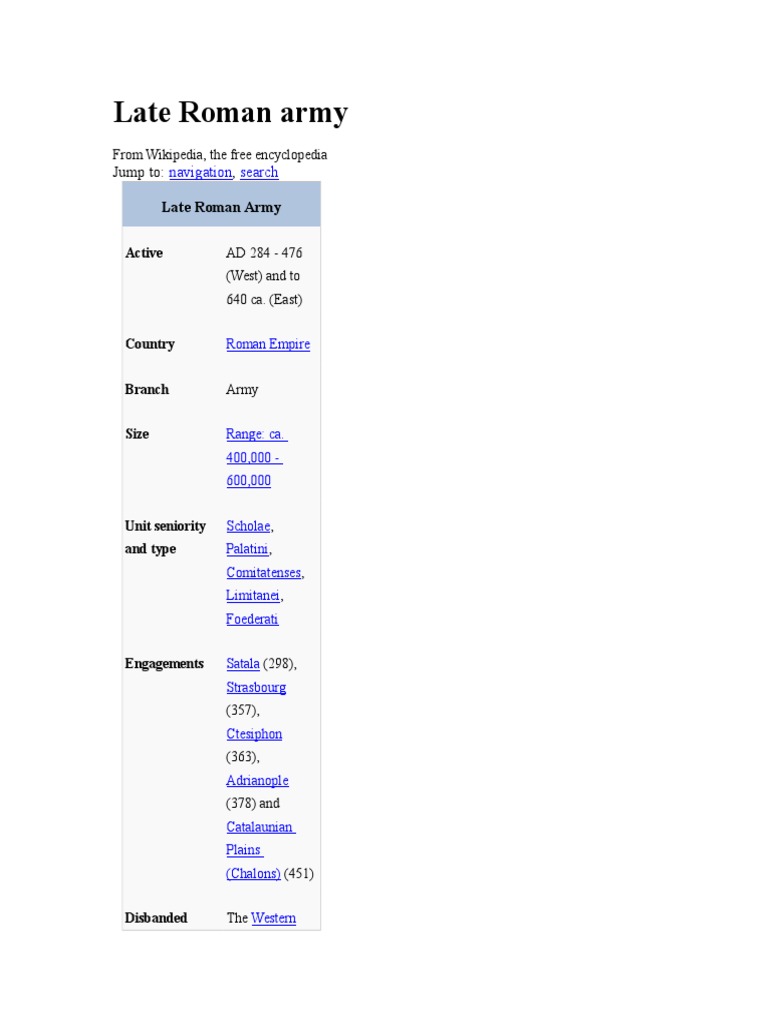 Late Roman Army | PDF | Roman Legion | Military Of Ancient Rome