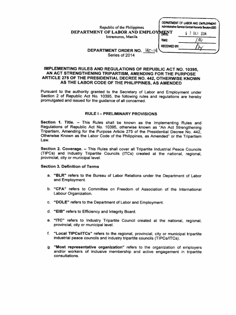 DOLE DO No. 140-14, S. 2014 | PDF