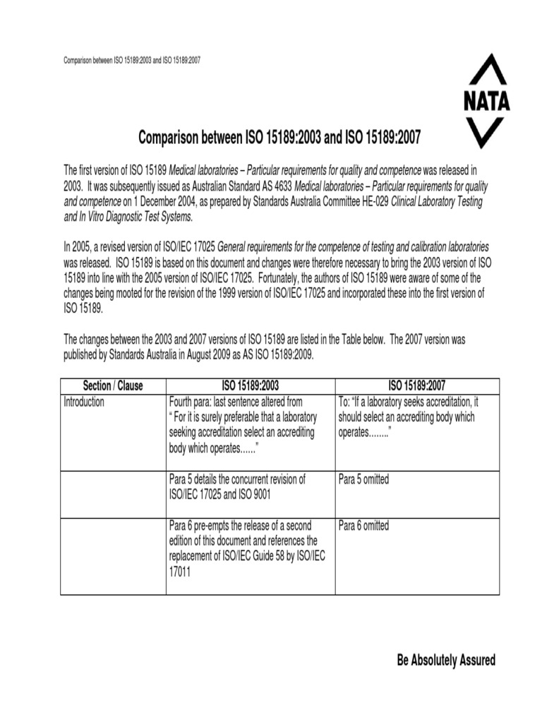 Comparison Betweeniso 15189 2003andiso 15189 | PDF | Iso 9000 ...