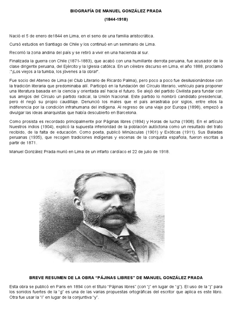 Biografía de Manuel González Prada | PDF | Imperio Inca | Perú