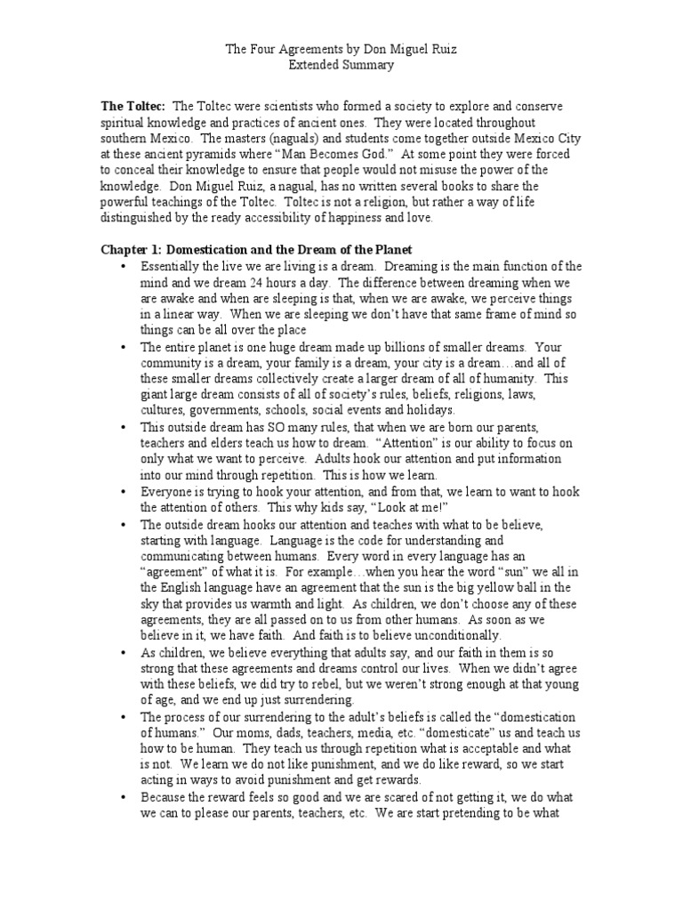 The Four Agreements Extended Summary | PDF | Magic (Paranormal ...