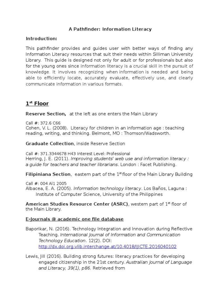 A Pathfinder | PDF | Information Literacy | Librarian