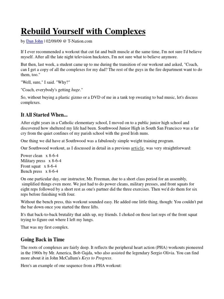 Rebuild Yourself with Complexes: An Introduction to Complex Training ...