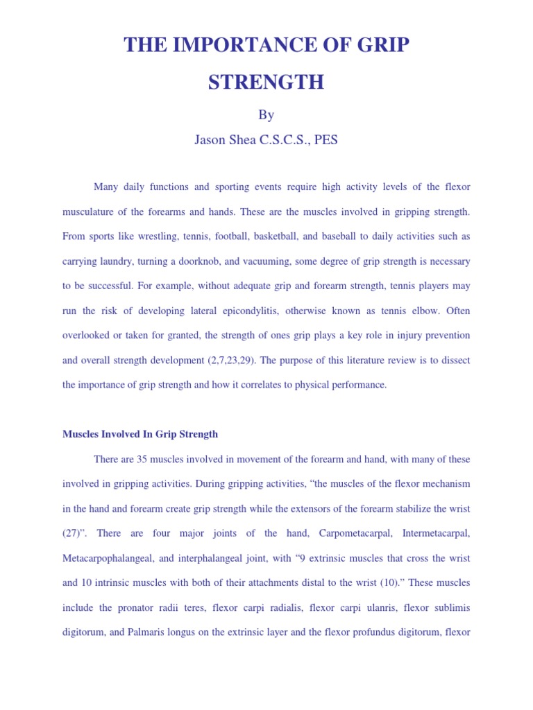 The Importance of Grip Strength | PDF | Hand | Elbow