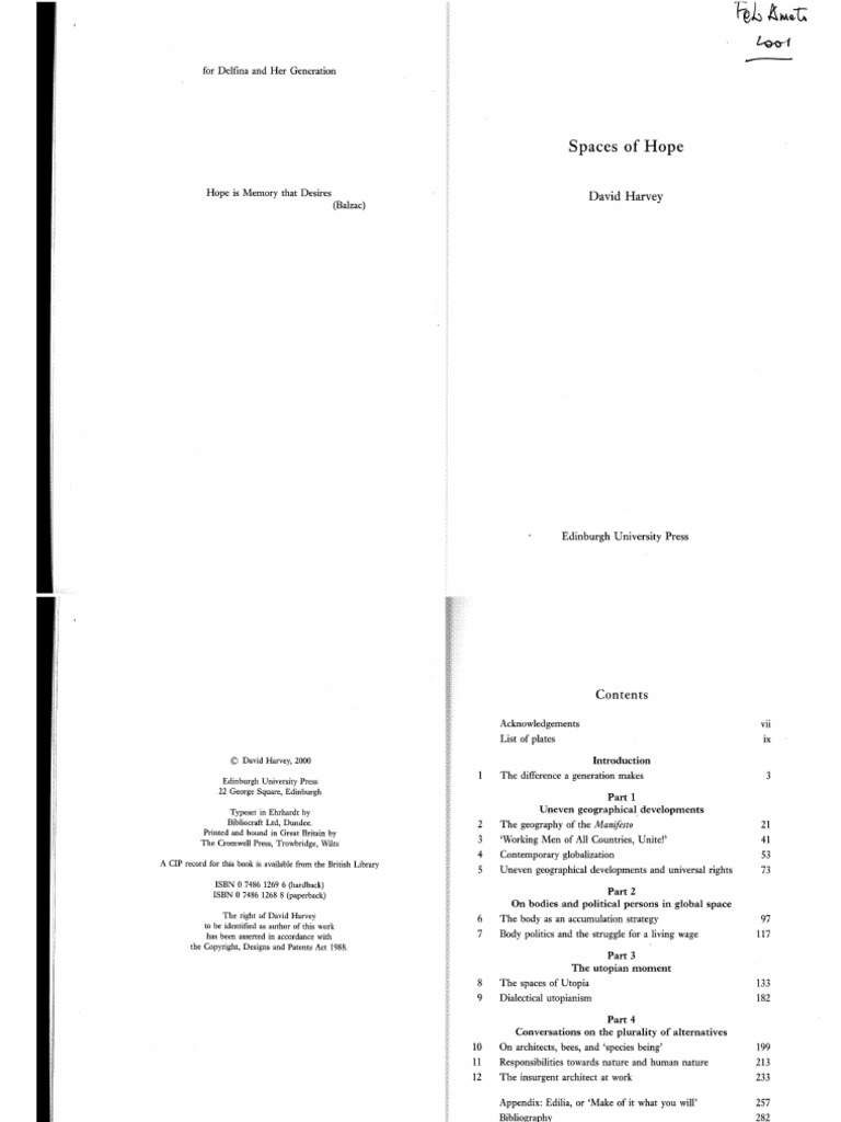 (David Harvey) Spaces of Hope | PDF | Postmodernism | Marxism