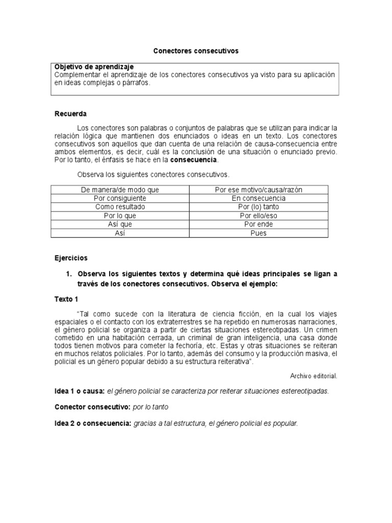 Conectores Consecutivos | PDF | America latina | Aprendizaje