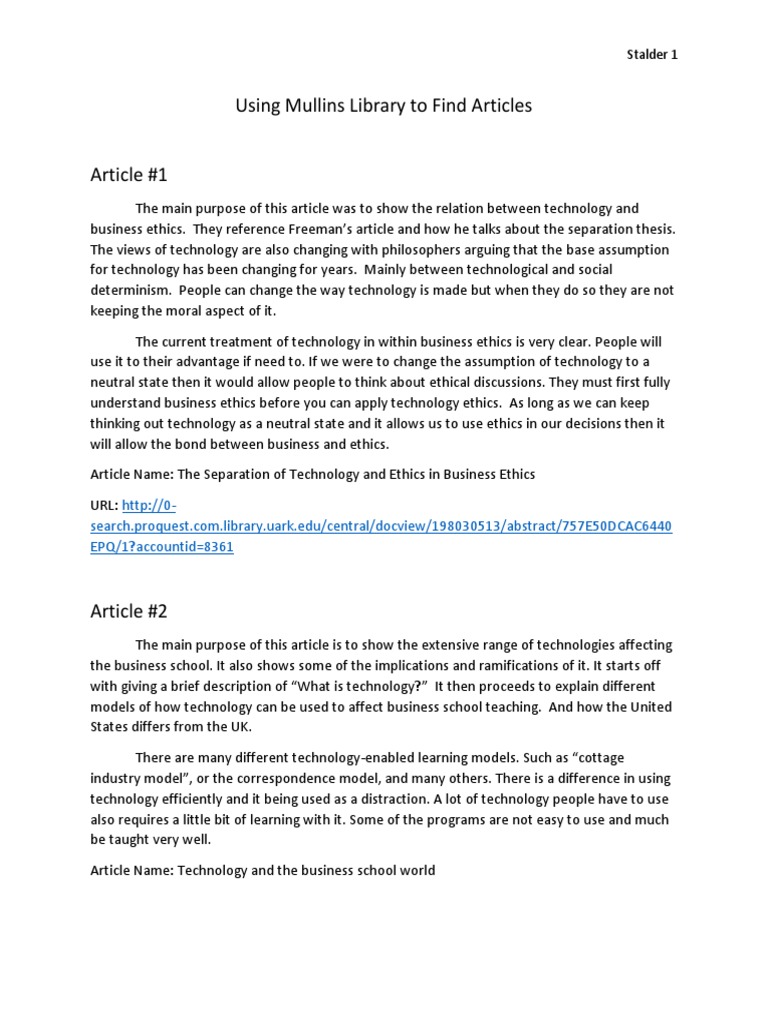Using Mullins Library for Business Ethics | PDF | Computers