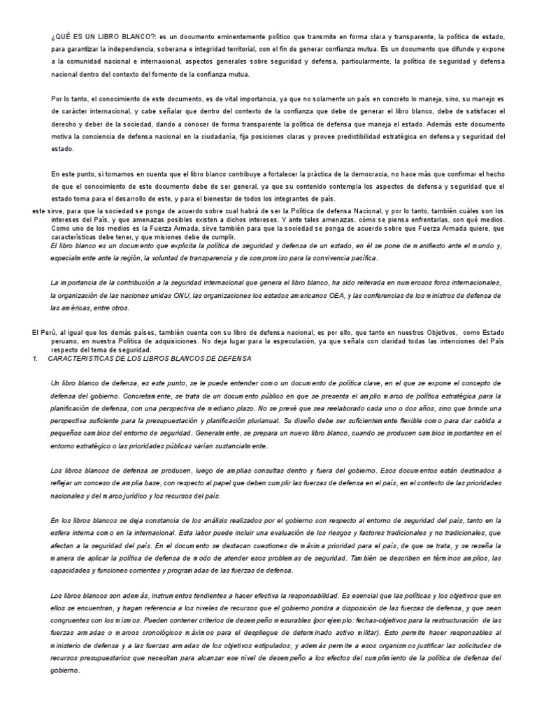 Importancia del Libro Blanco de Defensa | PDF | Naciones Unidas ...