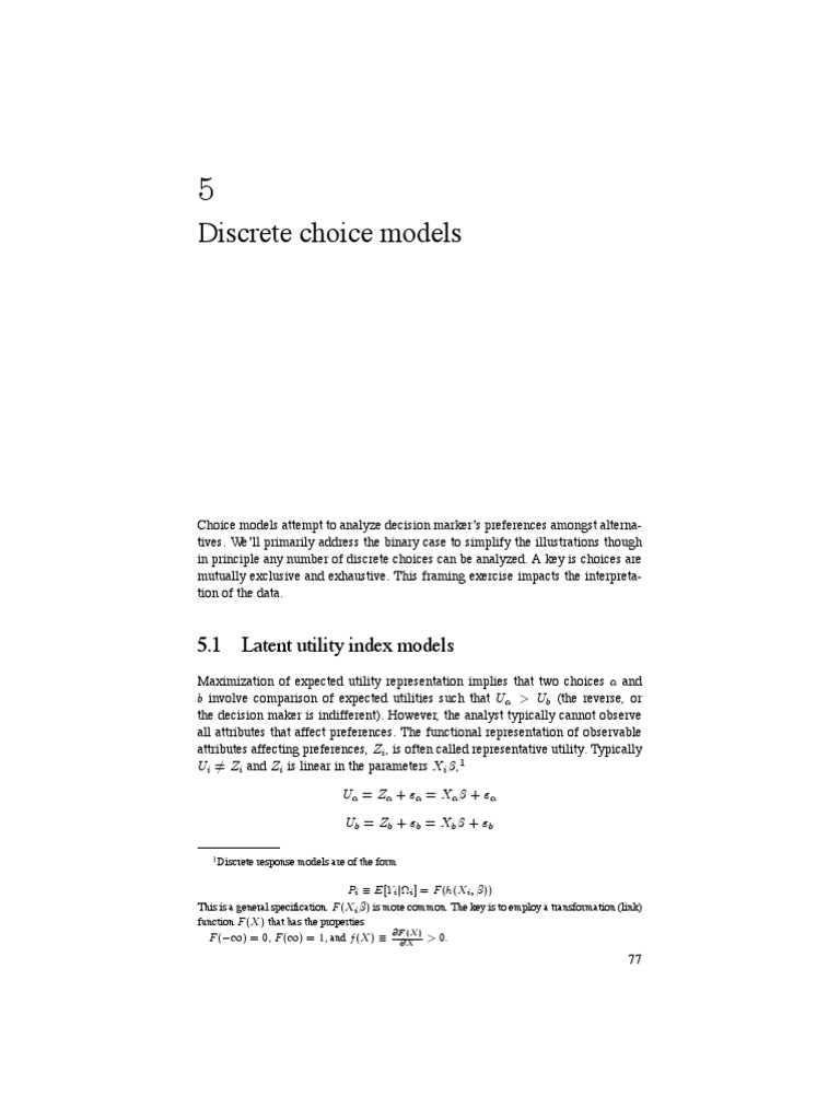 Chapter 5 Discrete Choice Models | PDF | Logistic Regression | Heteroscedasticity