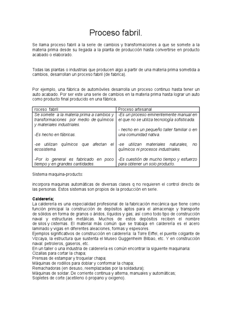 Proceso y ejemplos de producción fabril | PDF | Hogar, jardinería y ...