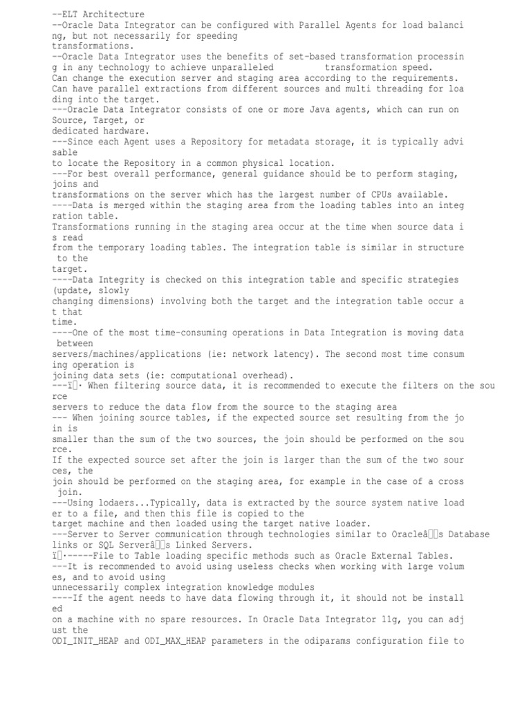ODI Performance Tips | PDF | Oracle Database | Load Balancing (Computing)