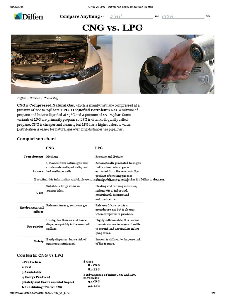 CNG vs LPG - Difference and Comparison _ Diffen.pdf | Liquefied Petroleum Gas | Propane