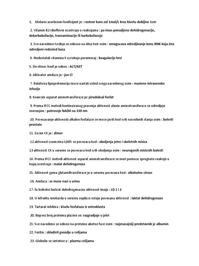 Klinicka Biohemija Jun Ispit | PDF