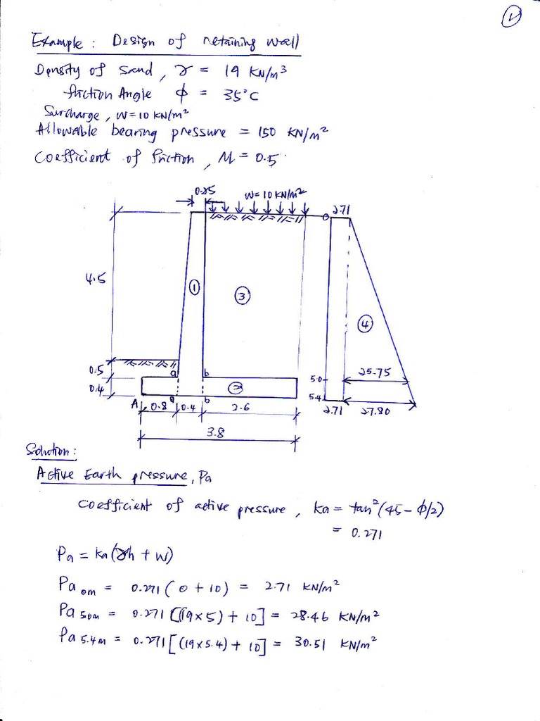 Retaining Wall Design Example | PDF