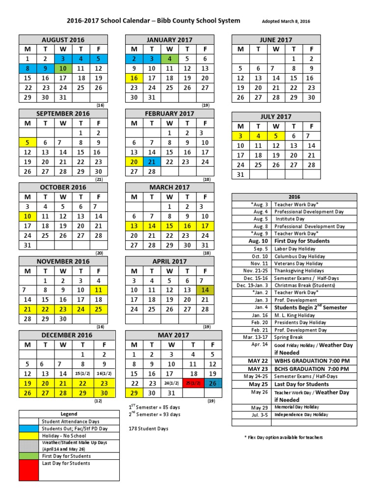 Bibb County 2016-2017 School Calendar | PDF | Travel