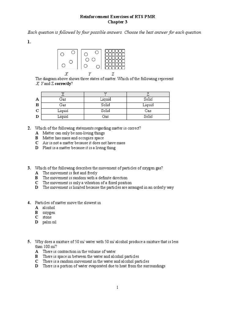RTS PMR Question Bank Chapter 3 2008 | PDF | Density | Water