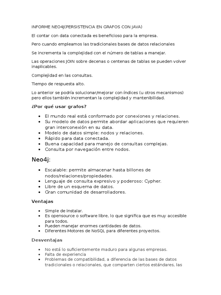 Informe Neo4j | PDF | No Sql | Bases de datos