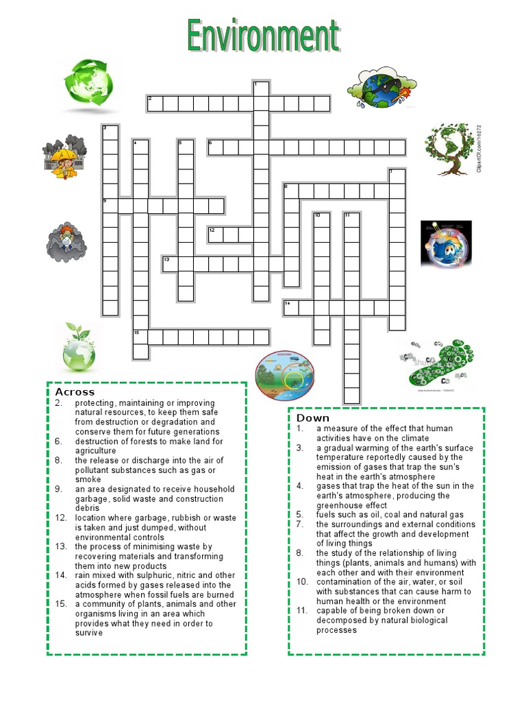 Environment Crossword Puzzle | PDF | Waste | Atmosphere Of Earth