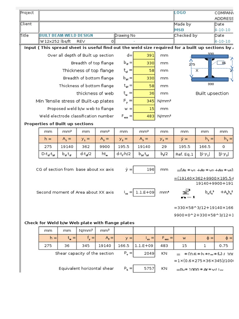 Aisc Weld Built Up Section FW | PDF