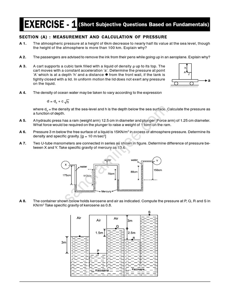 CPP Fiitjee | PDF | Buoyancy | Pressure