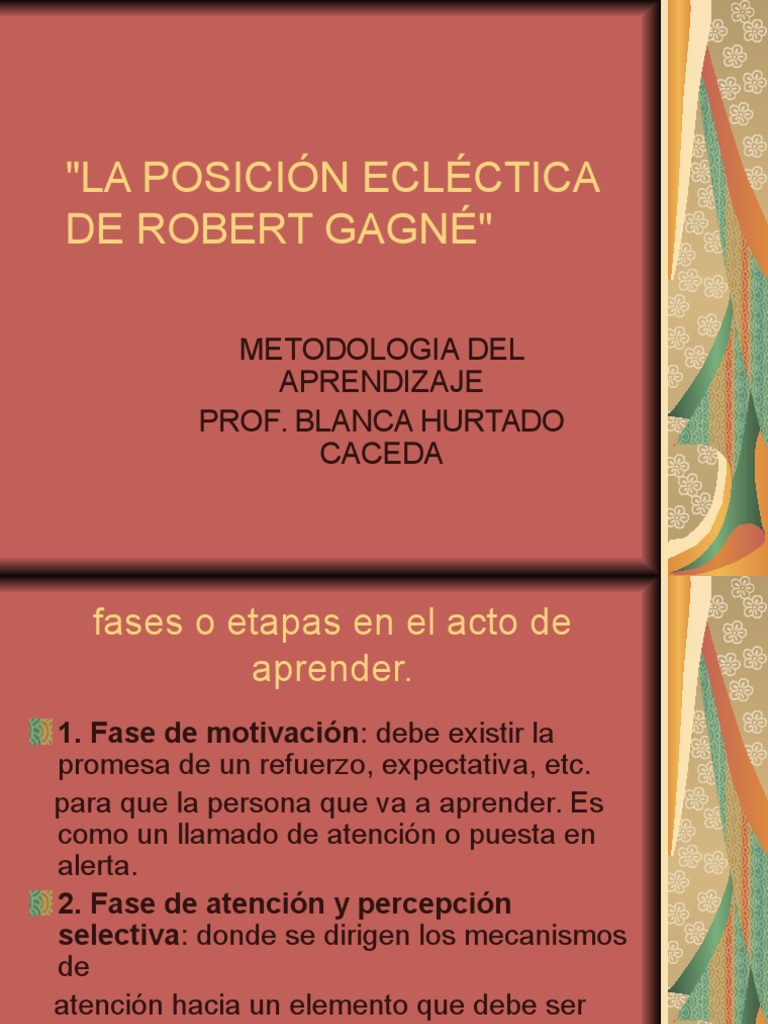 La Posición Ecléctica de Robert Gagné | PDF | Memoria | Neuropsicología