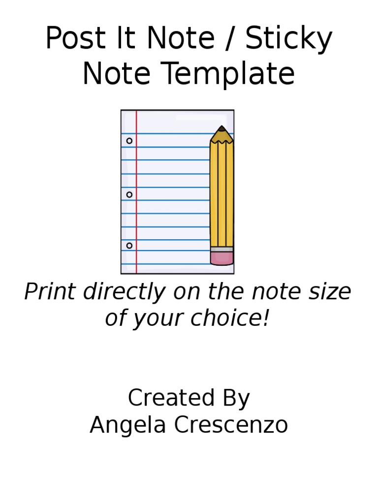 Post It Note Sticky Note Printing Template Blank | PDF