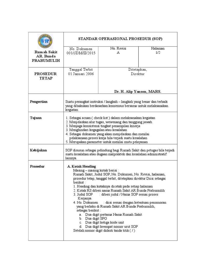 Contoh Sop Yang Benar | PDF