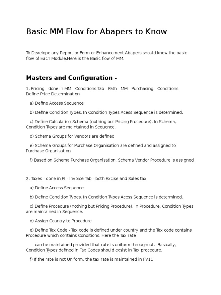 Basic MM Flow For Abapers To Know | PDF | Invoice | Debits And Credits