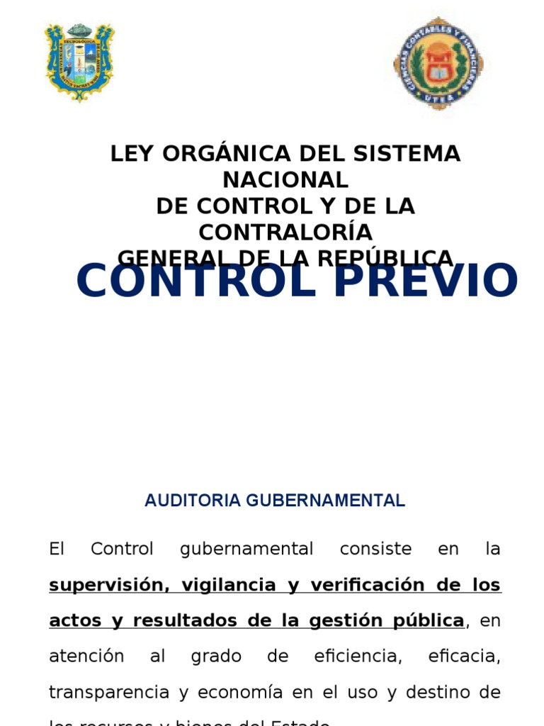 Diapositivas Control Previo | PDF | Administración Pública | Gobierno