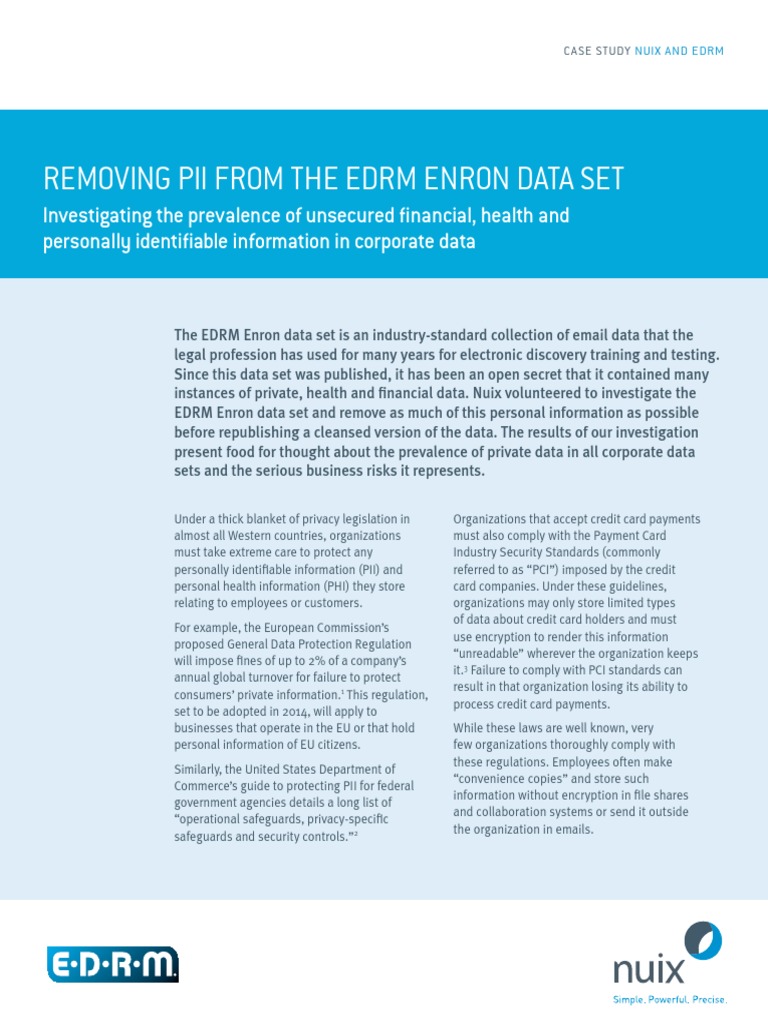 Case Study Nuix EDRM Enron Data Set | PDF | Payment Card Industry Data Security Standard ...