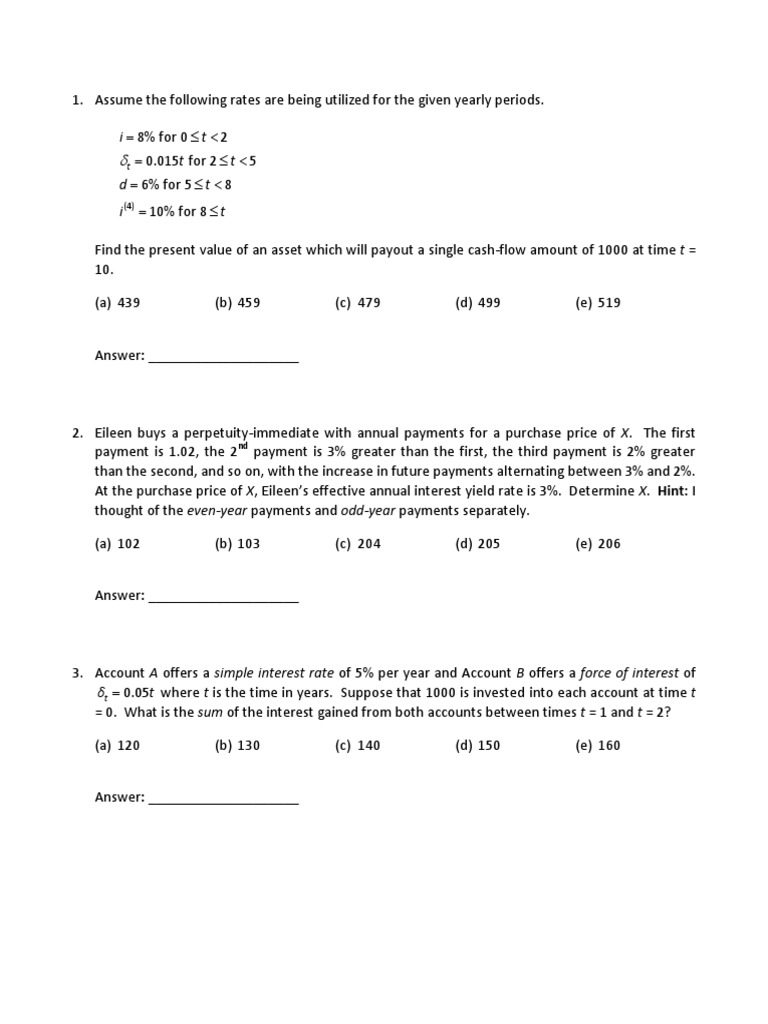 Problems 1 | PDF | Interest | Present Value