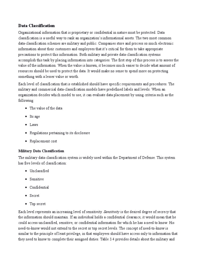 Data Classification | PDF | Classified Information | Classified ...