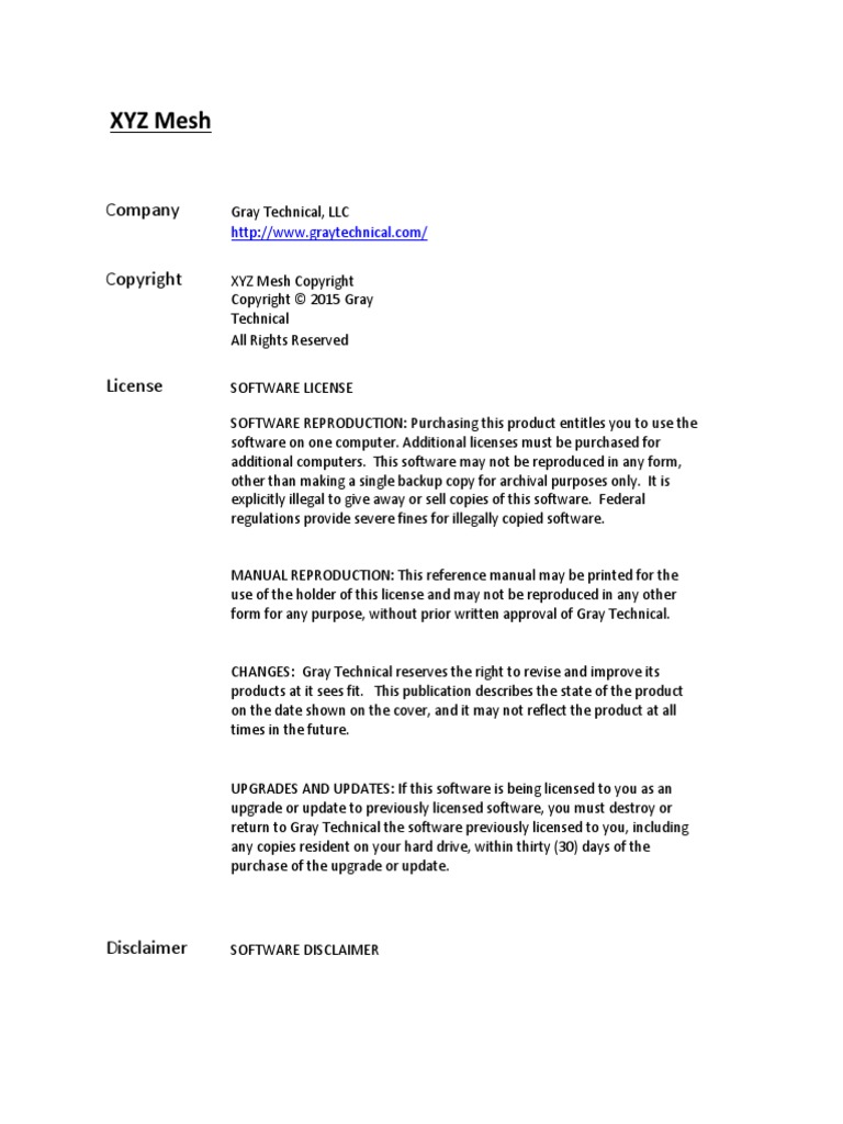 XYZ Mesh Manual PDF | PDF | Microsoft Excel | Copyright