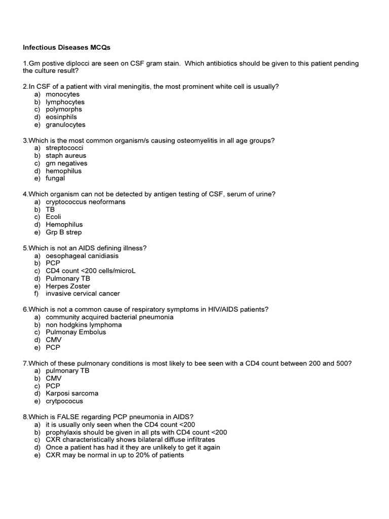 Infectious Diseases MCQs | Pneumonia | Epidemiology