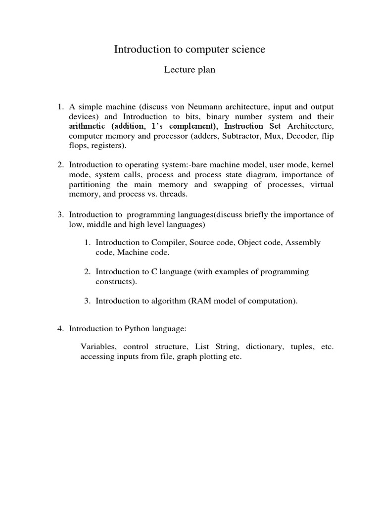 Intro to Computer Science Basics | PDF | Teaching Methods & Materials ...