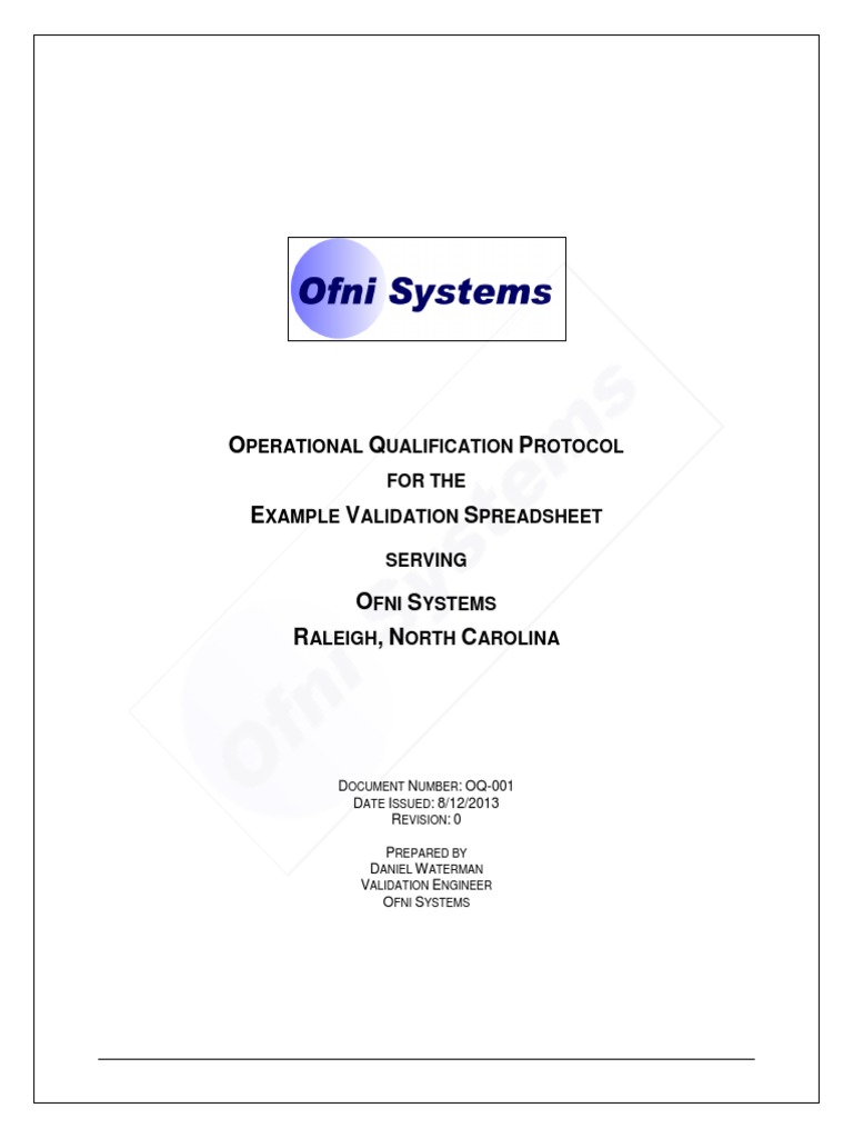Operational Qualification Template | Verification And Validation ...