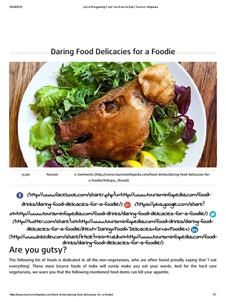 List of Disgusting Food You Dare To Eat - Tourism Infopedia | PDF ...