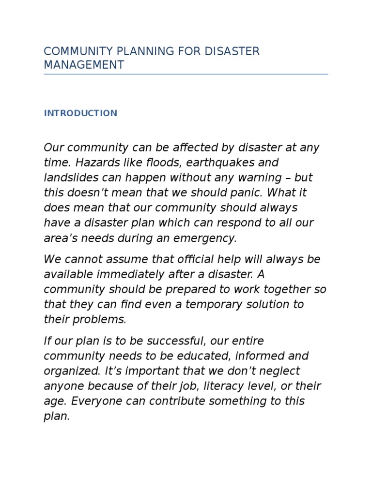 Community Planning for Disaster Management | Emergency Management | Hazards