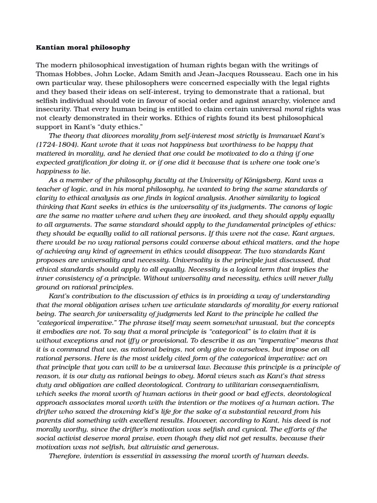 Kantianism and Enlightened Self-Interest | PDF | Immanuel Kant | Morality