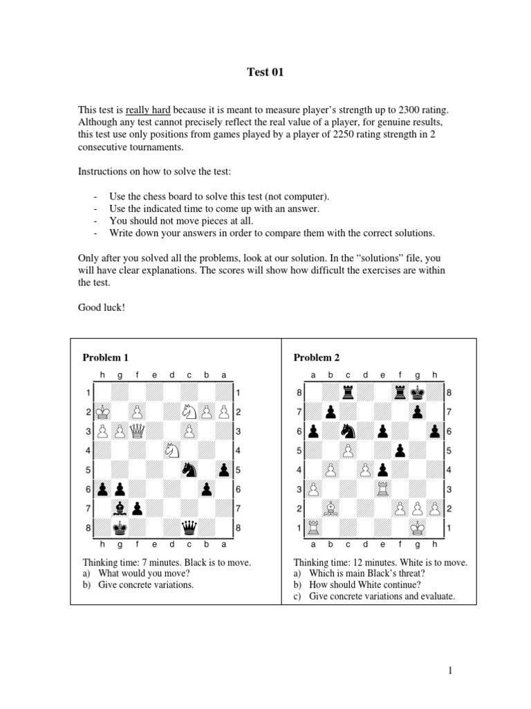 Test 01: Problem 1 Problem 2 | PDF | Chess | Cognition