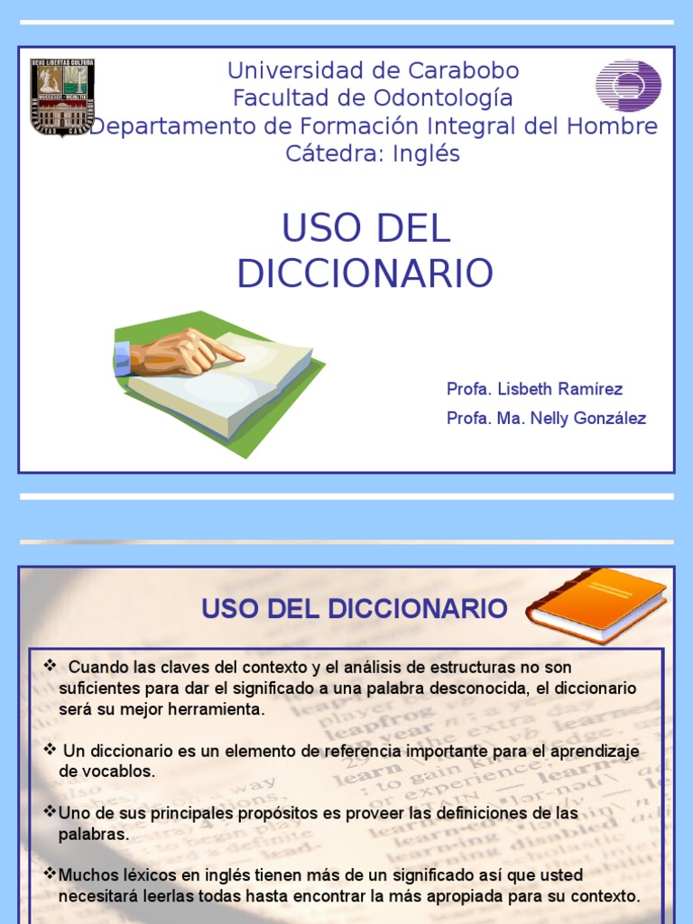 Presentación Uso Del Diccionario 2016 | PDF | Diccionario | Palabra