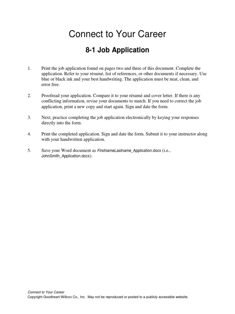 Connect To Your Career: 8-1 Job Application | PDF | Labour | Business