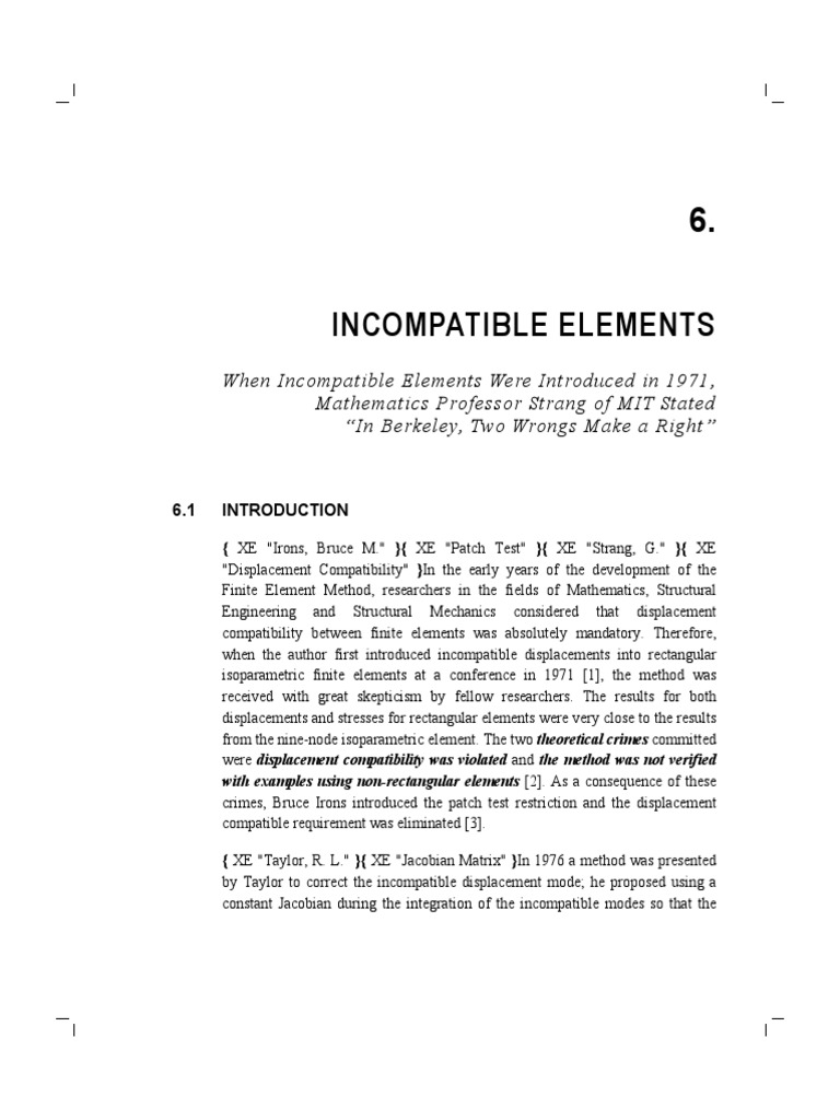 Incompatible Elements | PDF | Stress (Mechanics) | Matrix (Mathematics)