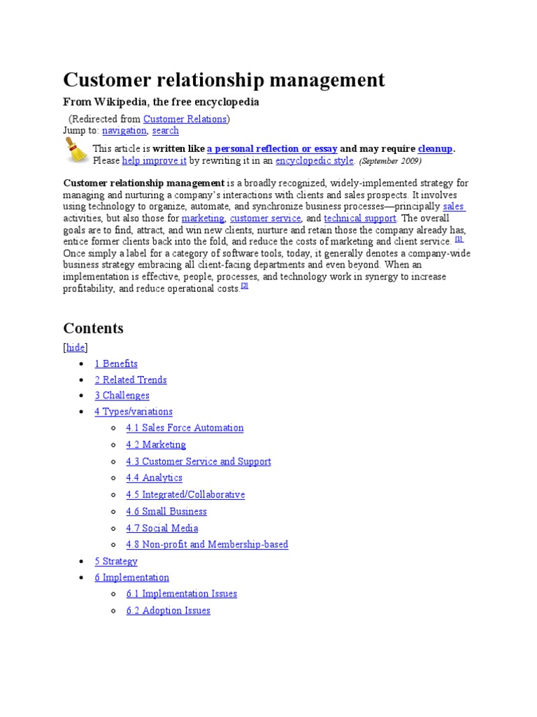 Customer Relationship Management | PDF | Sales | Marketing