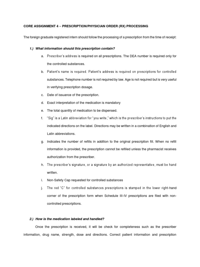 Core Assignment 4 PDF | PDF | Medical Prescription | Pharmacy