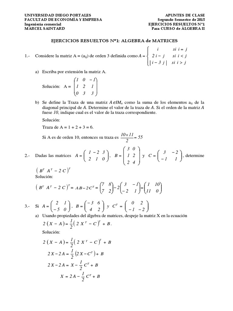 Ejercicios Resueltos de Álgebra II | PDF | Matriz (Matemáticas) | Álgebra