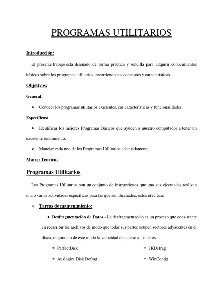 Programas Utilitarios | Descargar gratis PDF | Archivo de computadora ...